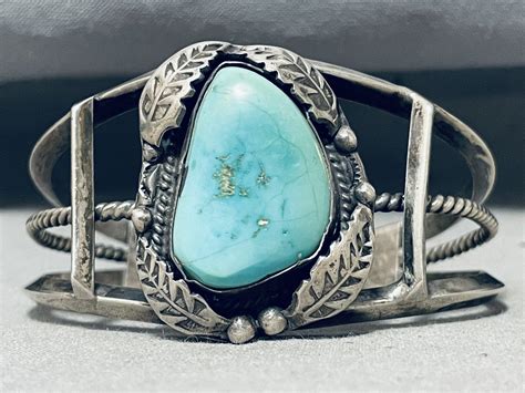 Very Rare Natural Turquoise Vintage Navajo Sterling S… Gem