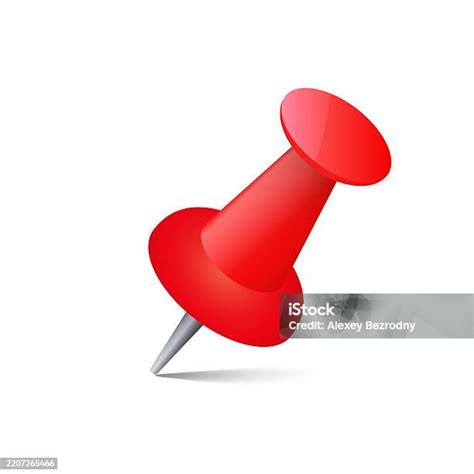 날카로운 금속 포인트와 플라스틱 헤드가 있는 사무실이나 학교에서 사용하기 위한 밝은 빨간색 압정 가구에 대한 스톡 벡터 아트 및 기타 이미지 Istock