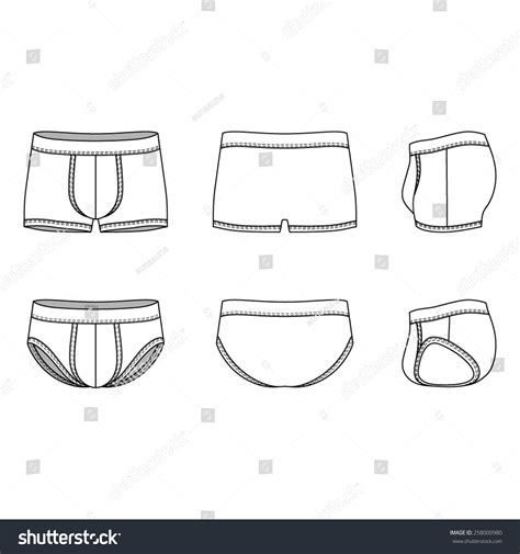 Mens Underwear Front Back Side Views เวกเตอร์สต็อก ปลอดค่าลิขสิทธิ์