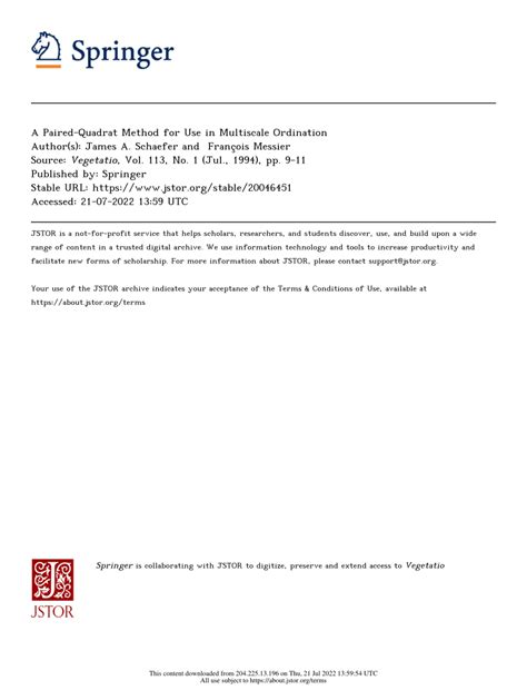 Pdf A Paired Quadrat Method For Use In Multiscale Ordination