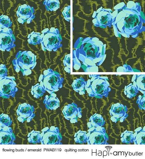 Hapi Flowing Buds Emerald Amy Butler New By Vintagemodernfabrics 875