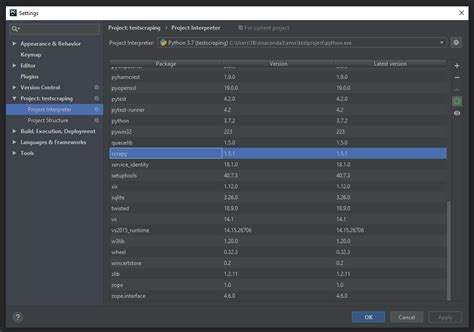 Running Scrapy Conda Configuration Throws Error But Running In