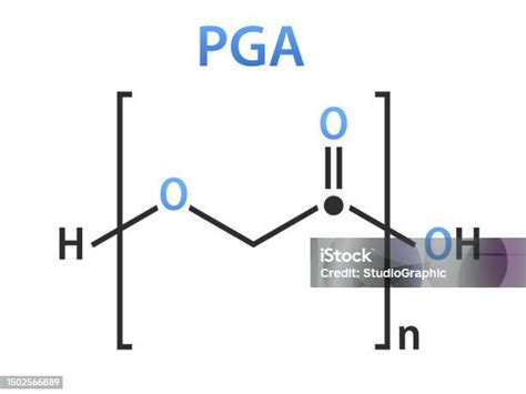 폴리글리콜라이드 생분해성 폴리머 생분해성 열가소성 폴리머입니다 흡수성 봉합사에 사용됩니다 골격 공식 벡터 그림 건강관리와 의술에 대한 스톡 벡터 아트 및 기타 이미지