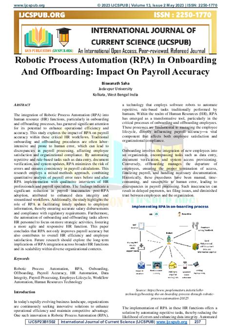 Pdf Robotic Process Automation Rpa In Onboarding And Offboarding Impact On Payroll Accuracy