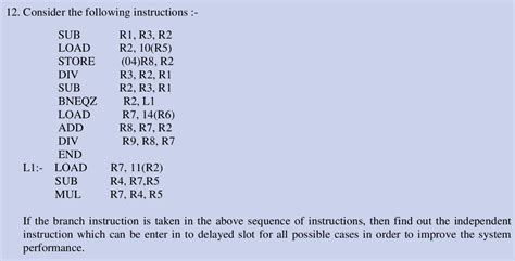12 consider the following instructions sub load