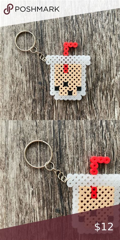 Boba Tea Keychain Handmade Perler Beads Collectible Perler Beads Designs Perler Beads Fusion
