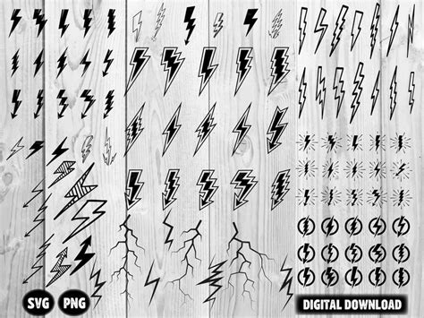 Lightning Bolt Svg Bundle Thunder Svg Lightning Svg Files Etsy