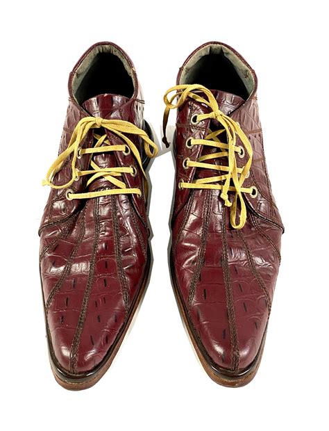 Lot Tony Mas Shoes Deep Maroon Embossed Crocodile Textured Winkle