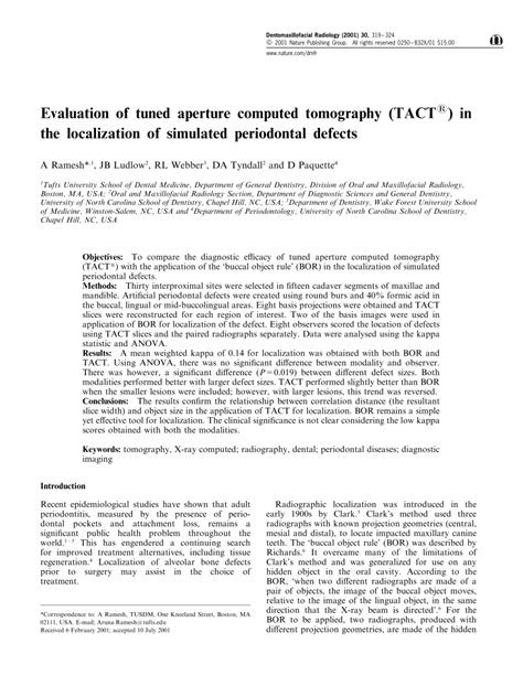 Pdf Evaluation Of Tuned Aperture Computed Tomography Tact® In The Localization Of Simulated