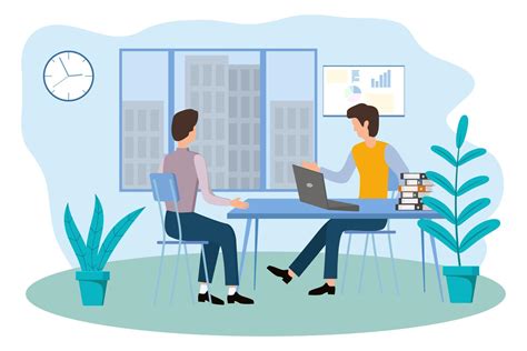 Vector Illustrationthe Business Manager Conducts An Interview With A
