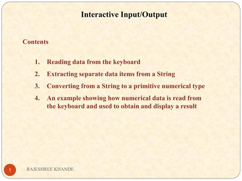 Dr Rajeshree Khande Java Interactive Input Ppt Free Download