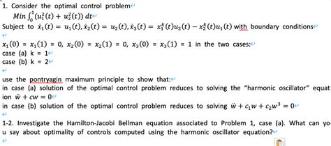 solved 1 consider the optimal control problem min si