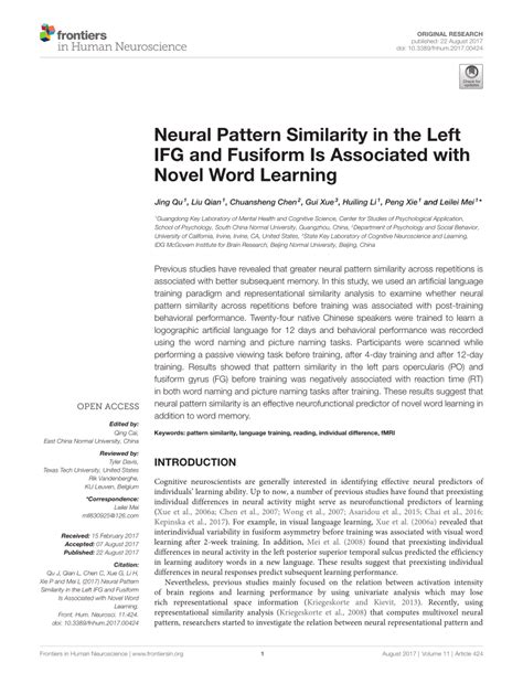 pdf neural pattern similarity in the left ifg and fusiform is