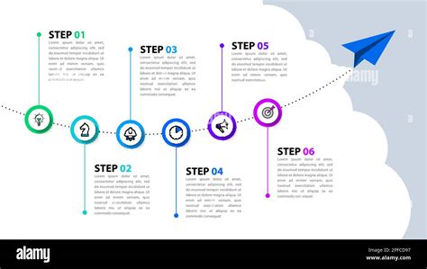 Infographic Template With Icons And 6 Options Or Steps Paper Plane