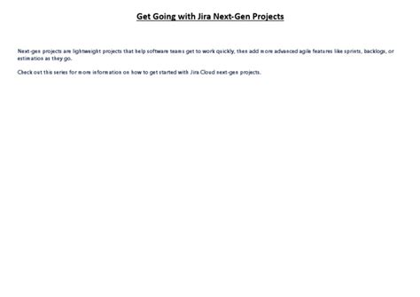 Get Going With Jira Next Gen Projects Pdf