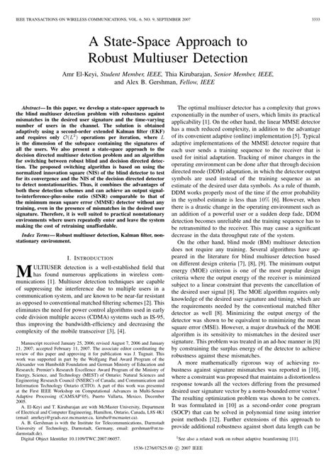 Pdf A State Space Approach To Robust Multiuser Detection