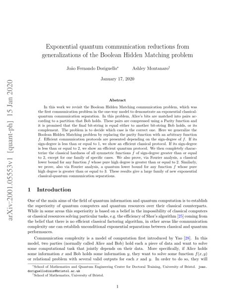 Pdf Exponential Quantum Communication Reductions From Generalizations