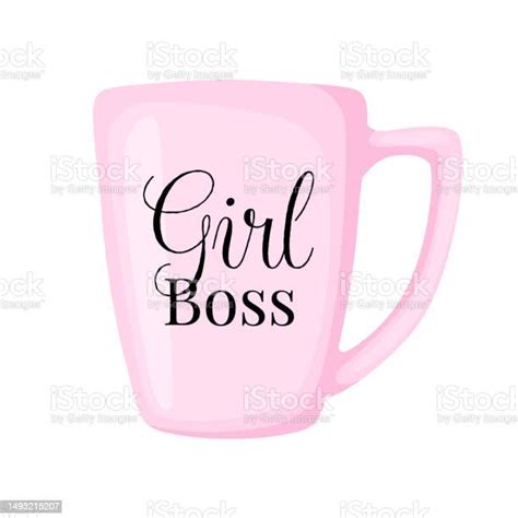 텍스트가 있는 영감을 주는 분홍색 머그잔 소녀 보스는 평면 만화 스타일의 흰색 배경에 격리되어 있습니다 0명에 대한 스톡 벡터 아트 및 기타 이미지 Istock