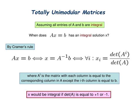 Ppt Totally Unimodular Matrices Powerpoint Presentation Free Download Id2966252 Ppt Totally Unimodular Matrices Powerpoint Presentation Free Download Id2966252