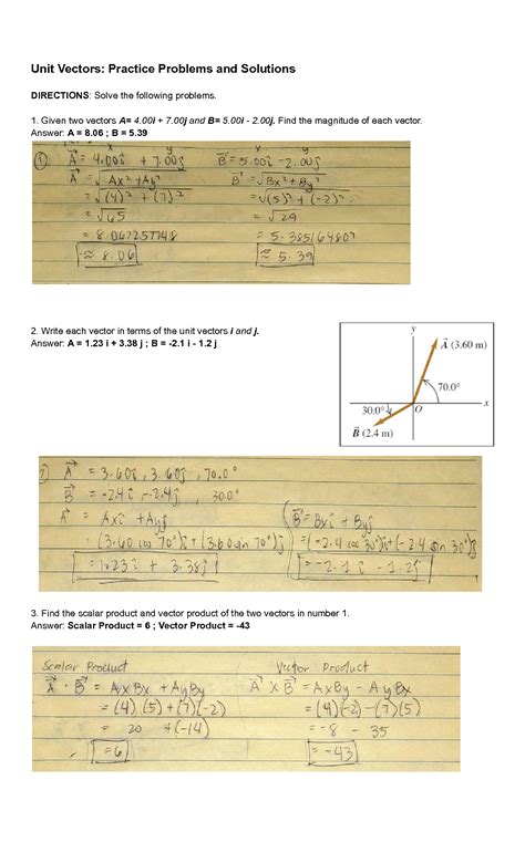 SOLUTION Unit Vectors Practice Problems And Solutions Studypool