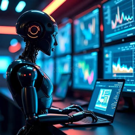 Ai Robot Analyzing Stock Market Data On A Computer Editorial Photography Image Of Robot