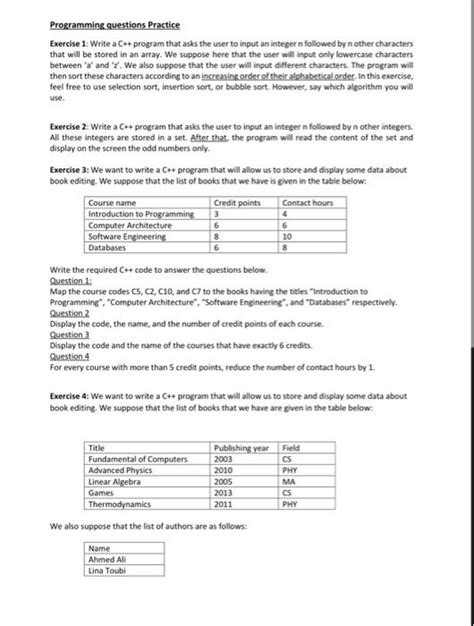 Solved Programming Questions Practice Exercise 1 Write A