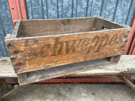 Vintage Schweppes Wooden Crate Etsy