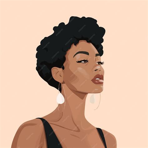 흑인 여성 초상화 벡터 일러스트 레이 션 프리미엄 벡터