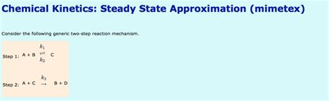 Solved Chemical Kinetics Steady State Approximation