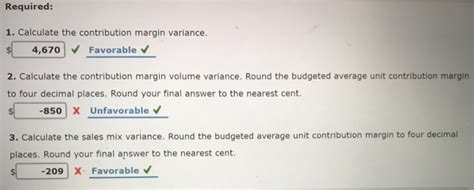 Solved Contribution Margin Variance Contribution Margin