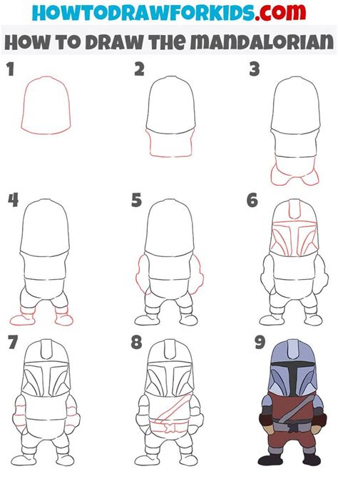 How To Draw The Mandalorian Easy Drawings Star Wars Drawings Cute