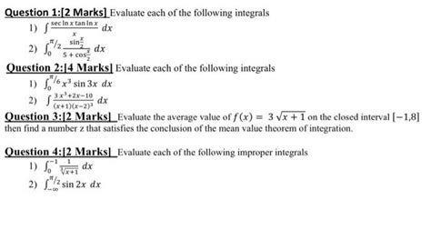 Solved Question 1 2 Marks Evaluate Each Of The Following