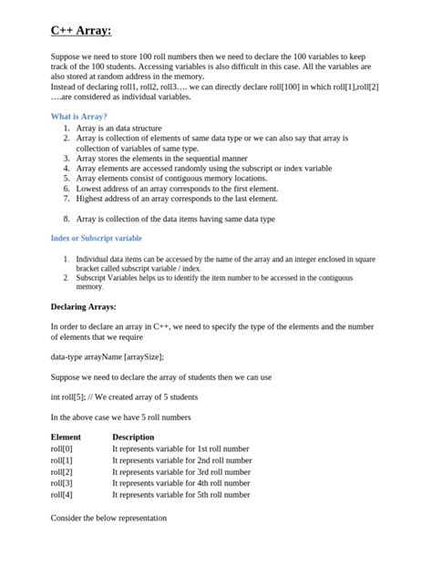 C Arrays Pdf Integer Computer Science Variable Computer Science