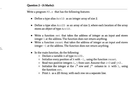 solved question 2 4 marks write a program p2 c that has