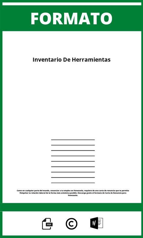 Formato De Inventario De Herramientas 2026