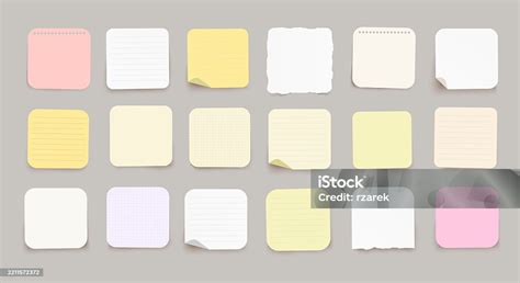 투명한 배경에 둥근 모서리와 다른 색상을 가진 벡터 사실적인 메모 용지 세트입니다 0명에 대한 스톡 벡터 아트 및 기타 이미지 0명 개체 그룹 공란 Istock