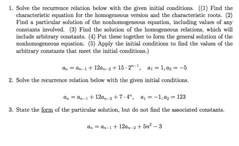 Solved Solve The Recurrence Relation Below With The Given