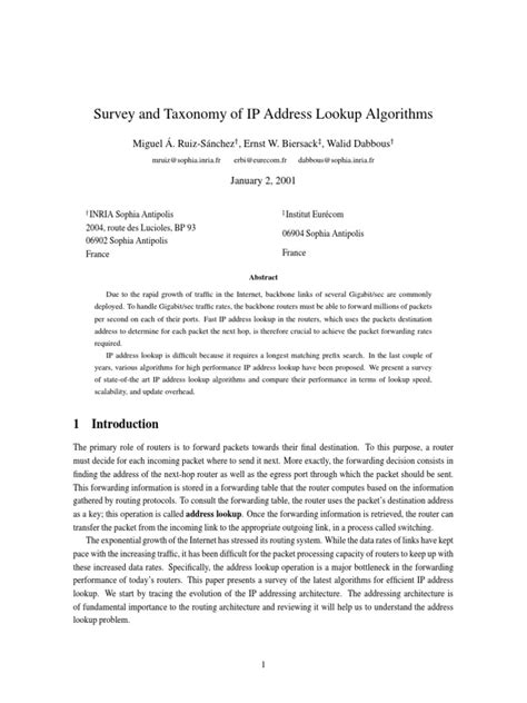 survey and taxonomy of ip address lookup algorithms miguel Á ruiz sánchez ernst w biersack