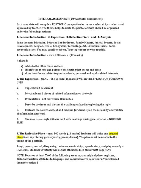 Internal Assessment Outline 2021 Pdf