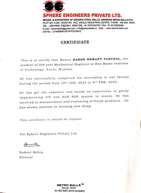 Harsh Panchal On Linkedin Internshipexperience Precisionmanufacturing Qualitycontrol