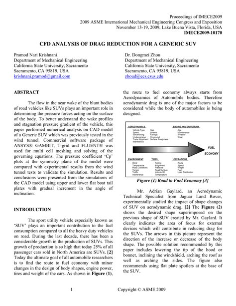 Pdf Cfd Analysis Of Drag Reduction For A Generic Suv