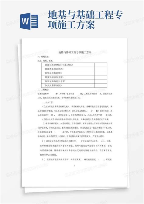地基与基础工程专项施工方案 Word模板下载编号lxvavngw熊猫办公