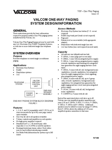 Valcom Paging Guide Pdf Loudspeaker Amplifier