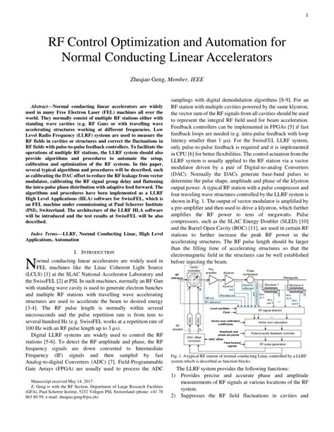Pdf Rf Control Optimization And Automation For Normal Conducting