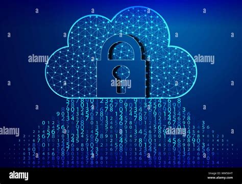 lock padlock and cloud computing code blue bytes of binary code