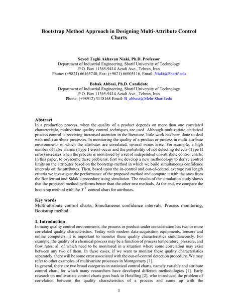 Pdf Bootstrap Method Approach In Designing Multi Attribute Control Charts