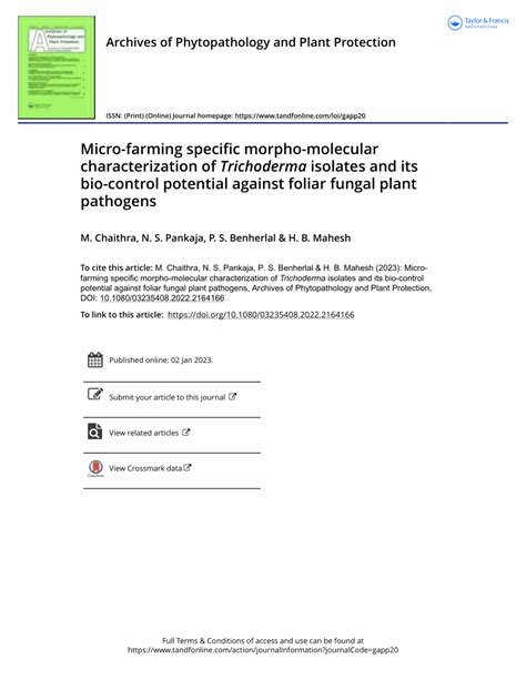 Pdf Micro Farming Specific Morpho Molecular Characterization Of Trichoderma Isolates And Its