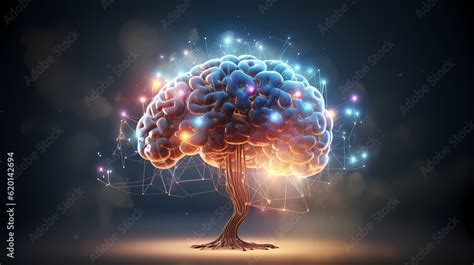Human Brain Showing Intelligent Thinking Processing Through The Concept