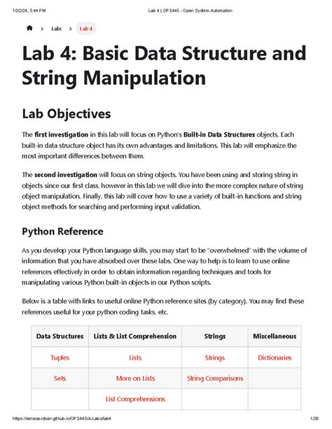 Lab 4 OPS445 Open System Automation Labs Lab 4 Lab 4 Basic Data