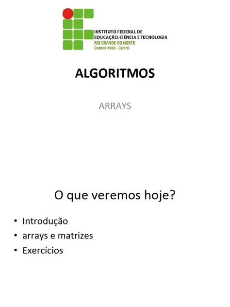 Programacao Estruturada E Orientada A Objetos Aula 04 Array E